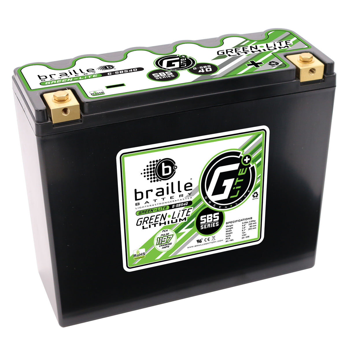 Braille G-SBS40 GreenLite Automotive / Racing Lithium Battery — Shop ...